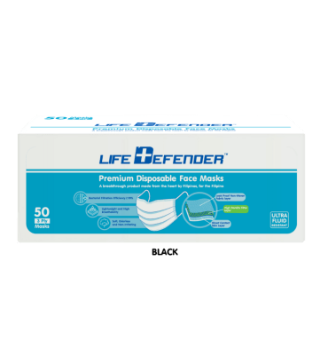 Life Defender Disposable Face Masks 50s - BLACK | Quanta Paper Corporation