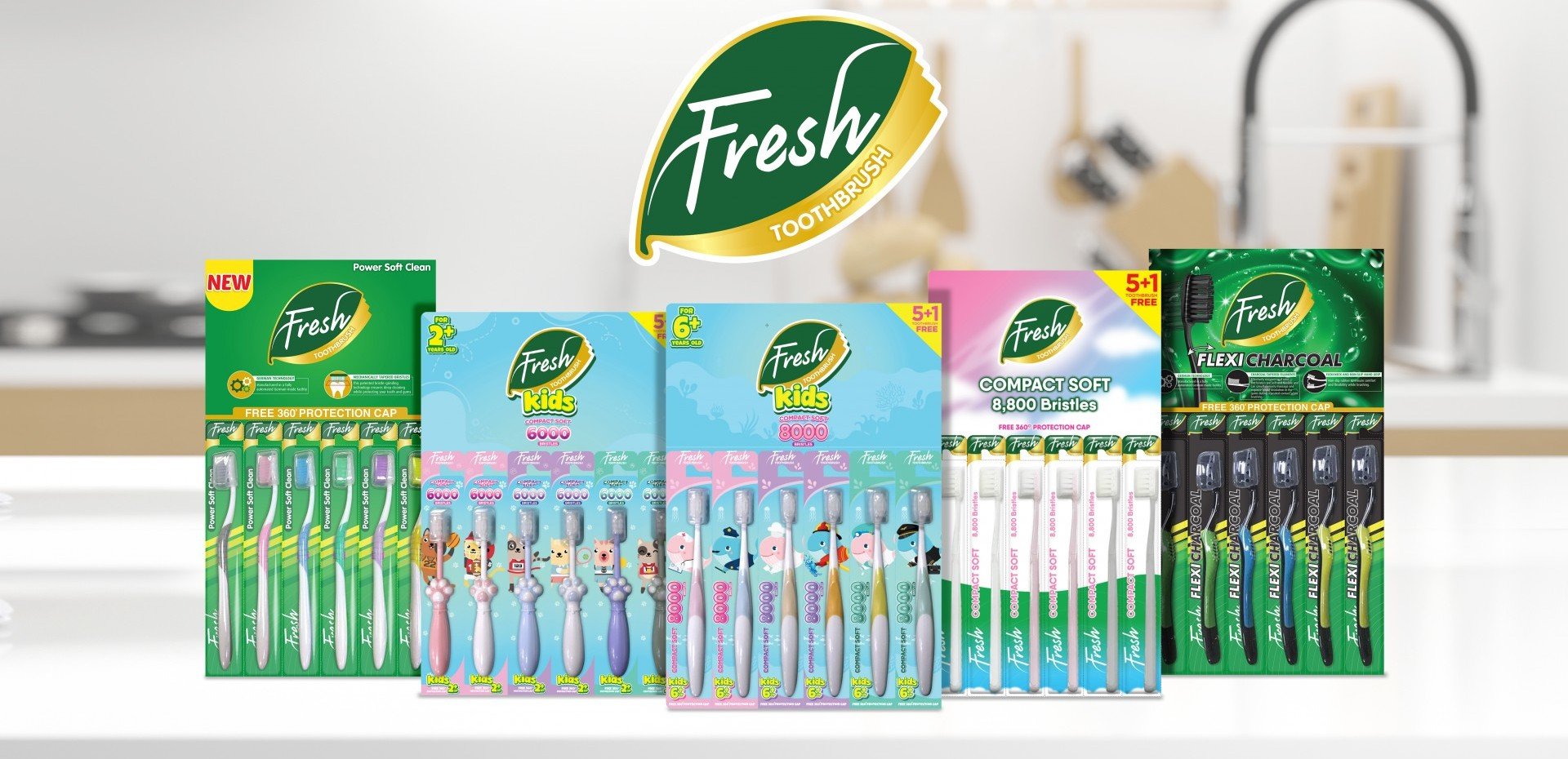 Fresh Flexi Charcoal Toothbrush 6 pcs | Quanta Paper Corporation